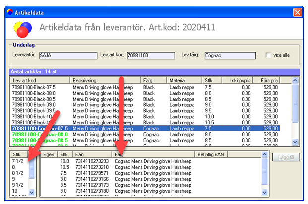Lägga till EAN-koder